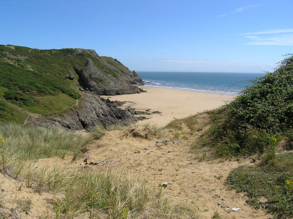 Pobbles Bay sandy beach near Pennard and Southgate, Gower Peninsula